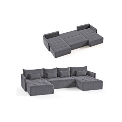 China Factory 2023 Latest design Luxury 8 seater living room sofa Velvet fabric with storage convertible sofa bed for sale