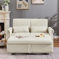 China BSCI-FSC factory new Beige Fabric lhand tufted hand-applied nailhead oveseat living room sofa bed sets for sale