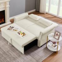 China BSCI-FSC factory new Beige Fabric lhand tufted hand-applied nailhead oveseat living room sofa bed sets for sale