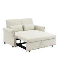 China BSCI-FSC factory new Beige Fabric lhand tufted hand-applied nailhead oveseat living room sofa bed sets for sale