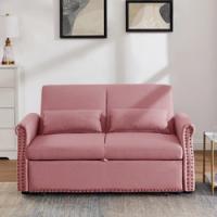 China BSCI-FSC factory new Beige Fabric lhand tufted hand-applied nailhead oveseat living room sofa bed sets for sale