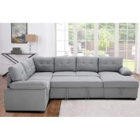 China 6seater light gray polyester arm loveseat corner chair armless loveseat chaise Upholstered Sectional Sleeper Sofa set for sale