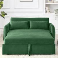 China multi-functional dual-purpose loveseat with fold out bed green velvet sofa beds low prices with side pocket for sale