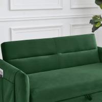 China multi-functional dual-purpose loveseat with fold out bed green velvet sofa beds low prices with side pocket for sale
