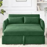 China multi-functional dual-purpose loveseat with fold out bed green velvet sofa beds low prices with side pocket for sale