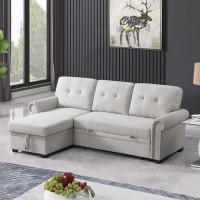 China multi-function 2s with bed+chaise with storage light gray linen sofa set bed sofa bed for living room for sale