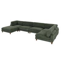 China Guangdong removable backcushion Chair+armless chair+Corner Chair+ottoman Dark Green Corduroy sectional modular sofa bed for sale