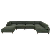China Guangdong removable backcushion Chair+armless chair+Corner Chair+ottoman Dark Green Corduroy sectional modular sofa bed for sale