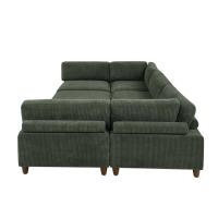 China Guangdong removable backcushion Chair+armless chair+Corner Chair+ottoman Dark Green Corduroy sectional modular sofa bed for sale