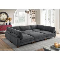 China free combination Dark Gray Corduroy living room Sofa 6 - Piece sofa sets Upholstered Sectional sofa bed for sale