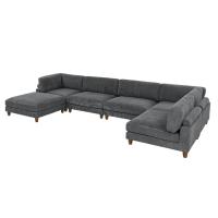 China free combination Dark Gray Corduroy living room Sofa 6 - Piece sofa sets Upholstered Sectional sofa bed for sale