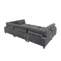 China free combination Dark Gray Corduroy living room Sofa 6 - Piece sofa sets Upholstered Sectional sofa bed for sale