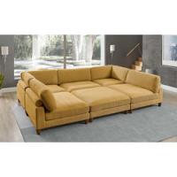 China free combination Dark Gray Corduroy living room Sofa 6 - Piece sofa sets Upholstered Sectional sofa bed for sale