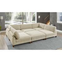 China free combination Dark Gray Corduroy living room Sofa 6 - Piece sofa sets Upholstered Sectional sofa bed for sale