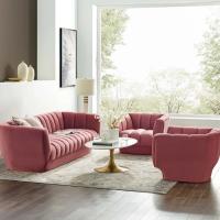 China Cara furniture Dusty Rose velvet stainless steel leg Sofa Recliner Armchair Living Room Sofa Sets For living room for sale