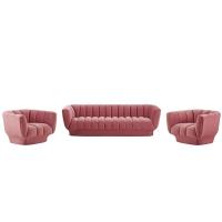 China Cara furniture Dusty Rose velvet stainless steel leg Sofa Recliner Armchair Living Room Sofa Sets For living room for sale