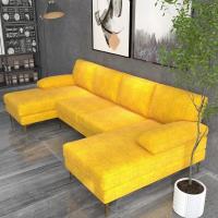 China OEM ODM Galvanized Steel leg Ocean Villa yellow chenille u shape sofa set luxury modern sectional corner couch home for sale