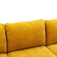 China OEM ODM Galvanized Steel leg Ocean Villa yellow chenille u shape sofa set luxury modern sectional corner couch home for sale