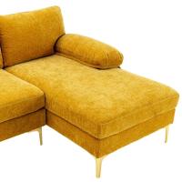 China OEM ODM Galvanized Steel leg Ocean Villa yellow chenille u shape sofa set luxury modern sectional corner couch home for sale