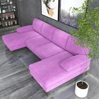 China European Style corner Modern Design bar big purple Chenille sectional sofa u shape sofa for living room villa for sale