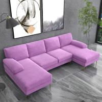 China European Style corner Modern Design bar big purple Chenille sectional sofa u shape sofa for living room villa for sale