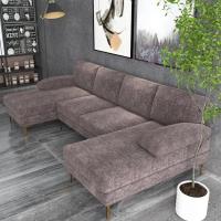 China OEM ODM Hot selling 4-Piece Upholstered Sectional gray chenille l shaped sofa set living room furniture with gold metall for sale