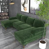 China Wholesale Modern Design Living Room Chenille convertible Sectional Sofas European Style green U Shaped Corner Sofa Set for sale