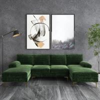 China Wholesale Modern Design Living Room Chenille convertible Sectional Sofas European Style green U Shaped Corner Sofa Set for sale