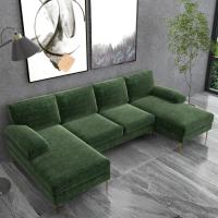 China Wholesale Modern Design Living Room Chenille convertible Sectional Sofas European Style green U Shaped Corner Sofa Set for sale