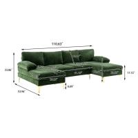 China Wholesale Modern Design Living Room Chenille convertible Sectional Sofas European Style green U Shaped Corner Sofa Set for sale