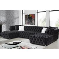 China Modern Style Hot selling Living Room Furniture Velvet Couch Sofa L shaped tufted Sofa for sale