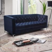 China Living room Furniture New Design Sofa Bed Modern Blue Velvet Fabric Tufted Convertible Sofa Bed for sale