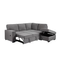 China Modern design luxury living room villa hotel grey sofa furniture fabric 2P+Chaise sofa with storage set couch sofa bed for sale