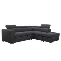 China multiple color breathable fabric cup holder 2 seater+corner+ottoman KD headrest USB sectional sofa come bed furniture for sale