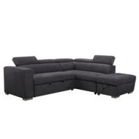 China multiple color breathable fabric cup holder 2 seater+corner+ottoman KD headrest USB sectional sofa come bed furniture for sale