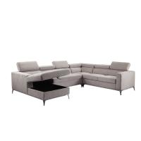 China Nordiceasy cleaning antifouling fabric waterproof KD headrest USB loveseat+chaise with storage+2P living room furniture for sale