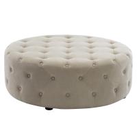 China Living room furniture button detailing round upholstery bench tufting round ottoman/sofa set coffee table for sale