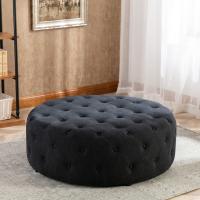China Living room furniture button detailing round upholstery bench tufting round ottoman/sofa set coffee table for sale