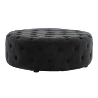 China Living room furniture button detailing round upholstery bench tufting round ottoman/sofa set coffee table for sale