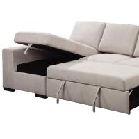 China Dongguan Tianhang Furniture Adjustable Sectional Corner Foldable Receptacle Breathable Beige Fabric Living Room Sofa  Fu for sale