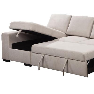 China Dongguan Tianhang Furniture Adjustable Sectional Corner Foldable Receptacle Breathable Beige Fabric Living Room Sofa  Fu for sale