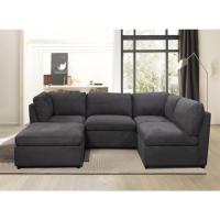 China Durable Dark Grey Luxury Fabric 3 Seats Sectional Sofa For Bedroom Office Furniture for sale