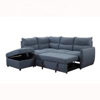 China Over L Shape Living Room Sofa With Storage Function And Pull Out Bed Sectional Linen Fabric Sofa Bed for sale