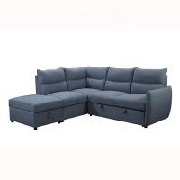 China Over L Shape Living Room Sofa With Storage Function And Pull Out Bed Sectional Linen Fabric Sofa Bed for sale