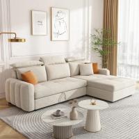 China Extendable Apartment Sofa Bed Furniture L Shape 3 Seater Magazine Pocket Put Down Back Frame for sale