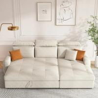 China Extendable Apartment Sofa Bed Furniture L Shape 3 Seater Magazine Pocket Put Down Back Frame for sale