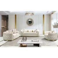 China Hot Selling Super modern North America style sofa set 3+2+1 seater Top Grade Quality Gold metal armrest Luxury Sofas for sale