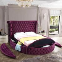 China Cara Furniture Limited Factory direct velvet queen bedroom bed storage king round bed customizable bed room set for sale
