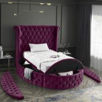 China Cara Furniture Limited Factory direct velvet queen bedroom bed storage king round bed customizable bed room set for sale