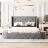 China North America style modern beds velvet fabric high quality soft beds with storage function for bedroom and hotel and apa for sale